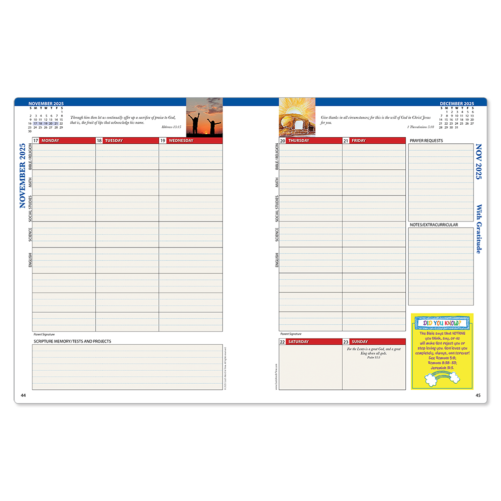 2025-26 Teacher Planner with Scripture for Grades 6-12 (ESV) - God's ...